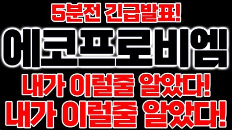 에코프로비엠 🔥단독속보 이게 진짜 와 내가 이럴줄 알았다 Youtube