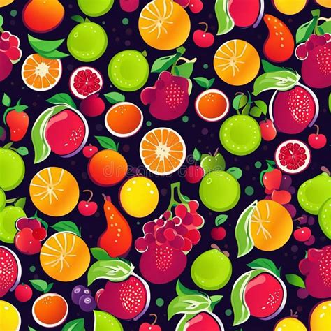 Unique Assorted Colorful Fruits Background Illustration Stock
