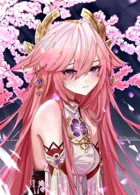 Fanart Genshin Impact Yae Miko By Kittywai On Deviantart