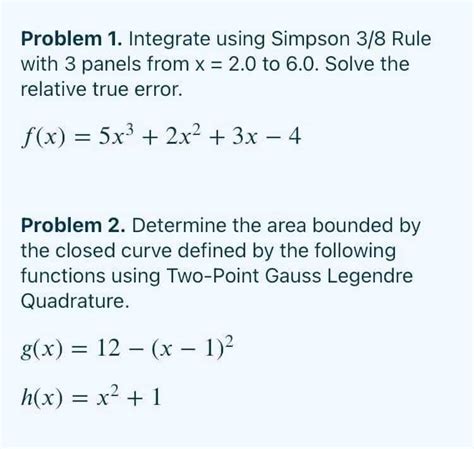Solved Problem 1 Integrate Using Simpson 38 Rule With