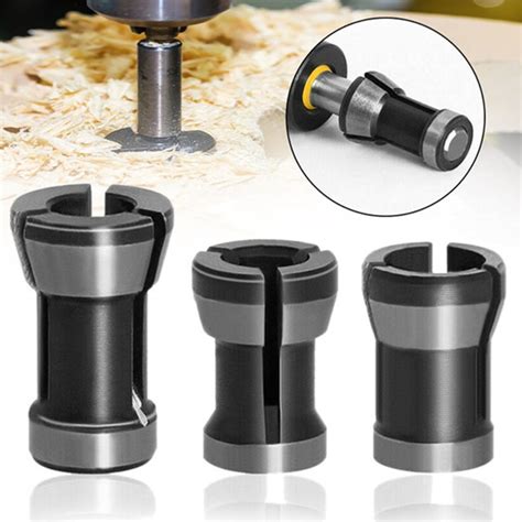 3pcs Set Router Chuck Conversion Milling Extension Collet Mill Adapter Rod Woodwork Tool Trim