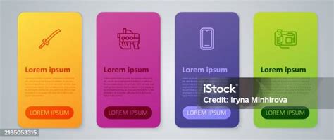 세트 라인 휴대 전화 마더 보드 카타나 및 미래 지향적 인 무기 비즈니스 인포 그래픽 템플릿 벡터 Cpu에 대한 스톡 벡터 아트 및 기타 이미지 Istock