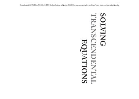 Pdf Solving Transcendental Equations