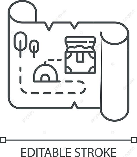 Ancient Treasure Map Icon With Chest Manuscript And Gold Vector Sign Discover Art Png And