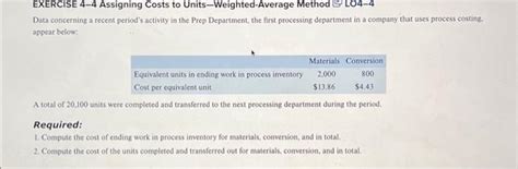 solved exercise 4 4 assigning costs to