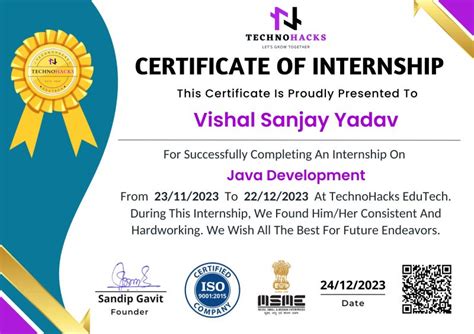 Im Pleased To Report That My Internship In Java Development At