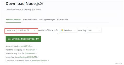 windows10 安装node v20 12 0及环境配置 node20 csdn博客