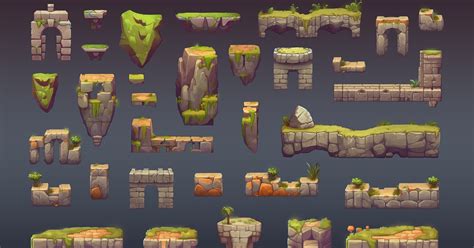 2d Cartoon Platformer Stone Rock Blocks Tileset Vol1 2d 环境 Unity Asset Store