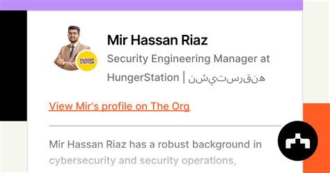 Mir Hassan Riaz Security Engineering Manager At Hungerstation هنقرستيشن The Org
