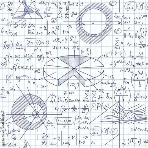 Educational Back To School Vector Seamless Texture With Handwritten Math Tasks Formulas And