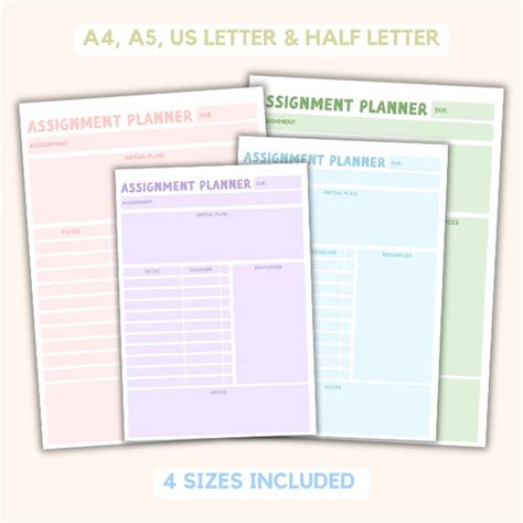 Assignment Progress Tracker Digital Homework Planner Digital Study