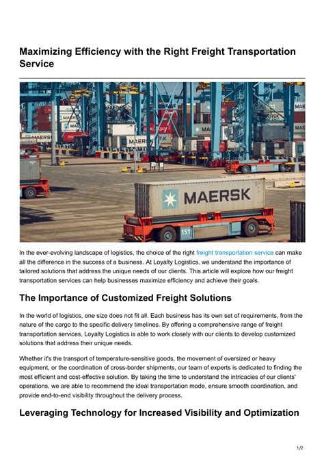 Ppt Maximizing Efficiency With The Right Freight Transportation Service Powerpoint