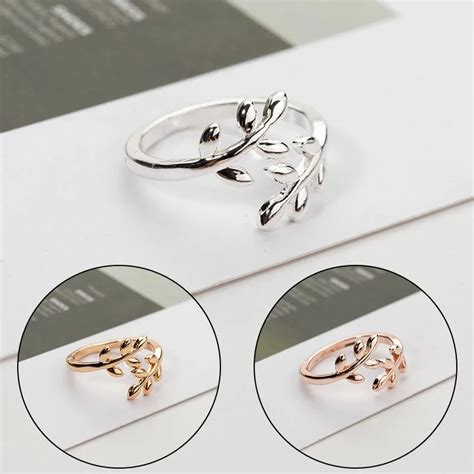 여성용 나뭇잎 가지 모양의 반지 럭셔리 빈티지 골드 실버 컬러 웨딩 밴드 쥬얼리 액세서리 새로운 패션 티몬