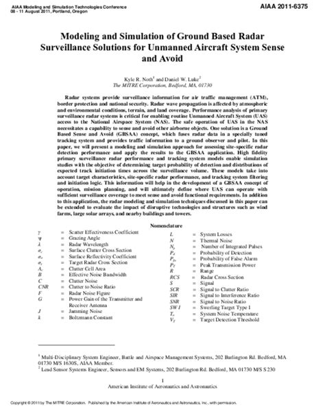 Pdf Modeling And Simulation Of Ground Based Radar Surveillance Solutions For Unmanned Aircraft