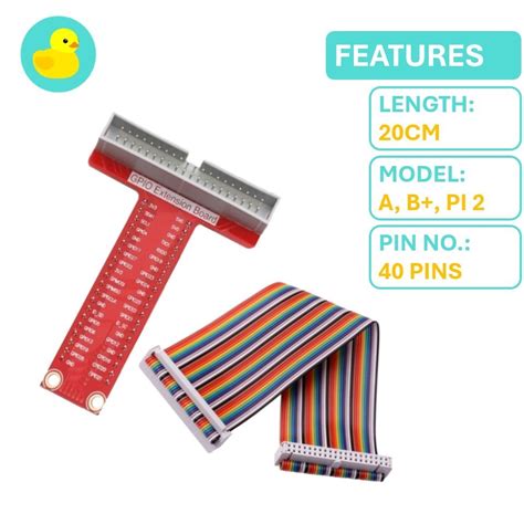Gpio Extension Board And Ribbon Cable 40p For Raspberry Pi Shopee Singapore