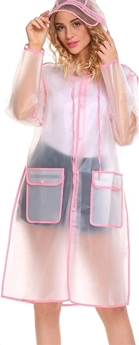 Cheap Long Sleeve Raincoat With Pockets Pink Long Sleeve Raincoat For
