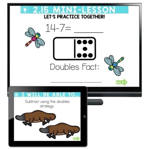 lucky to learn math subtract doubles lesson 2 15 teaching slides