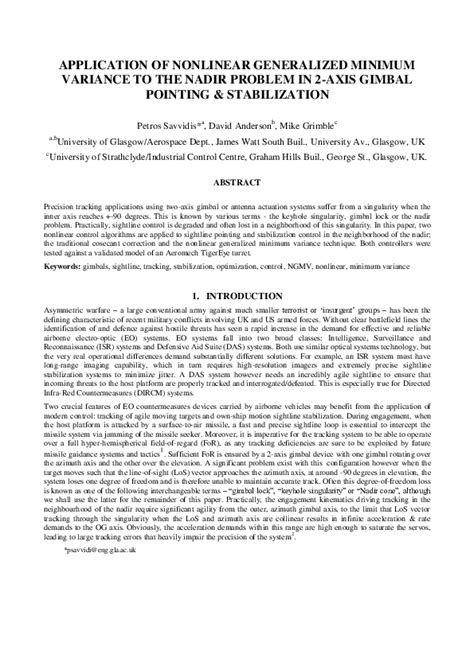 Pdf Application Of Nonlinear Generalised Minimum Variance To The