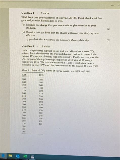 question 1 2 marks think back over your