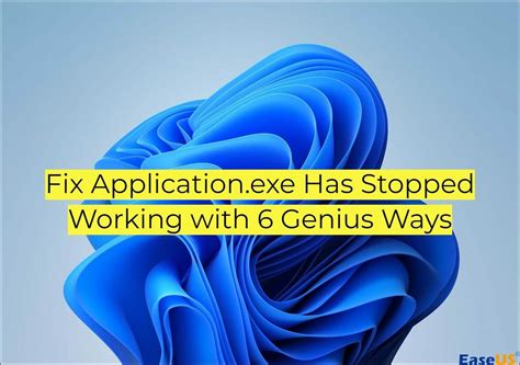Solve Application Exe Has Stopped Working Working