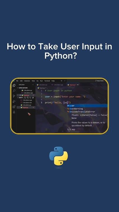 How To Take User Input In Python Python Coding Shorts Youtube