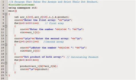 Programming Chunks A C Program That Takes Two Arrays And Print Their Dot Product