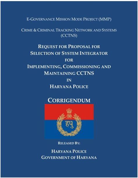 Corrigendum To Rfp National Crime Records Bureau
