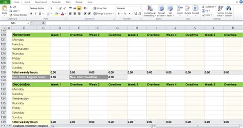 Yearly Employee Timesheet Template Excel Excel Templates Timesheet Template Templates