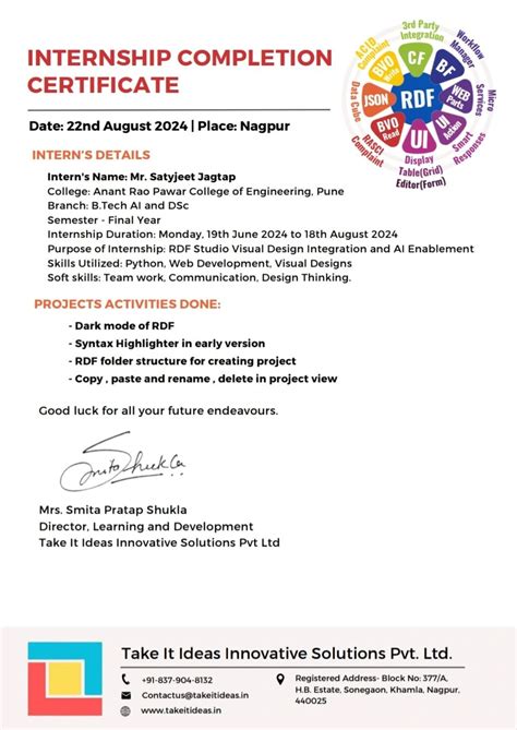 Satyajeet Jagtap On Linkedin Internship