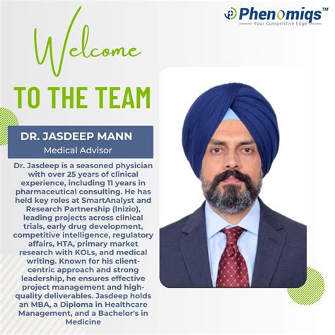 We Are Thrilled To Welcome Dr Jasdeep Singh Mann To Phenomiqs As Our Medical Advisor 🎉 With 25