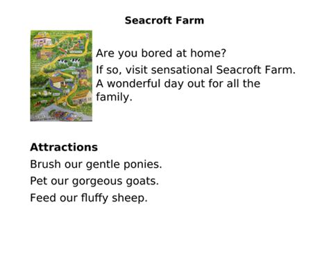 Ks1 Writing A Persuasive Leaflet Seacroft Farm Teaching Resources