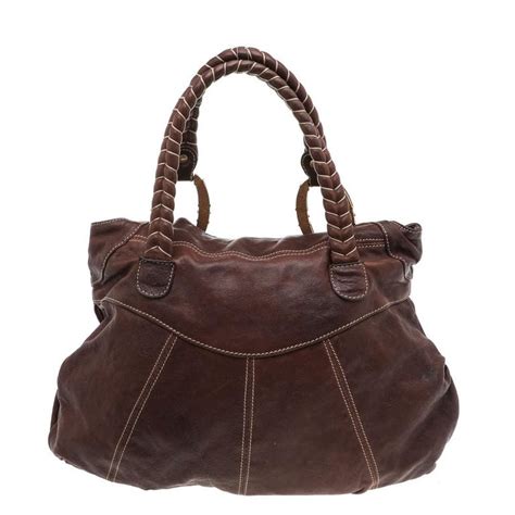 Valentino Brown Leather Braided Handle Shoulder Bag For Sale At 1stdibs