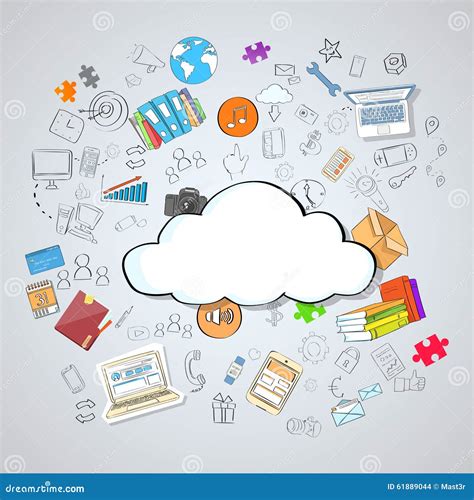 Cloud Computing Technology Device Set Internet Stock Vector