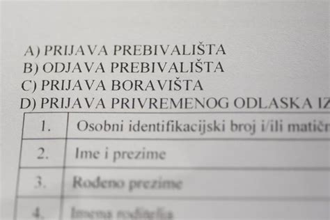 Ministarstvo Unutarnjih Poslova Republike Hrvatske Prebivalište Boravište