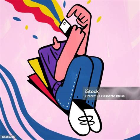 기괴한 터치 마법과 무지개 빛 평면 예술과 그림 소셜 미디어 행복 클립 아트 드로잉 선명한 색상 층 인쇄 및 포스터를 위한 플랫 디자인 사람들에 대한 스톡 벡터 아트 및