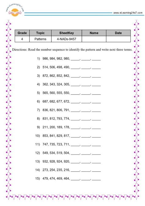 Addition Patterns Worksheet Addition By 1 10 Number Patterns
