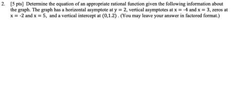 solved 2 [5 pts] determine the equation of an appropriate