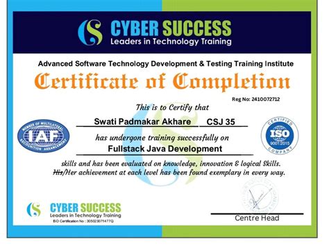 Swati Akhare On Linkedin Java Fullstackdevelopment Certification