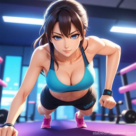 Woman Performing Push Ups Stable Diffusion Online