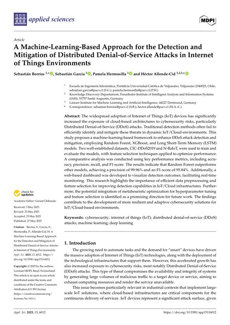 Pdf A Machine Learning Based Approach For The Detection And
