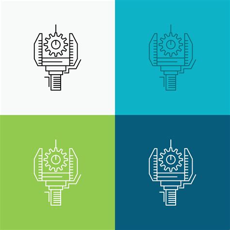 Automation Industry Machine Production Robotics Icon Over Various Background Line Style