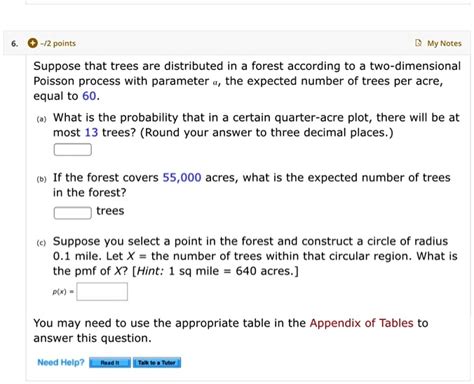 Suppose That Trees Are Distributed In A Forest According To A Two