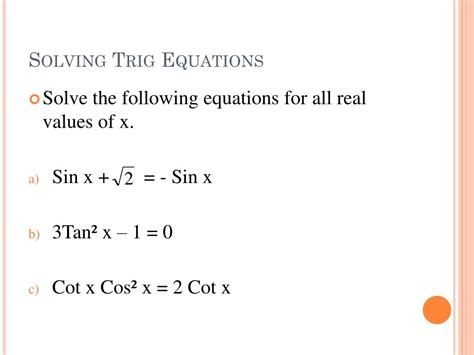 PPT 5 3 Solving Trig Equations PowerPoint Presentation Free Download ID 2978015