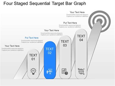 Gh Four Staged Sequential Target Bar Graph Powerpoint Template