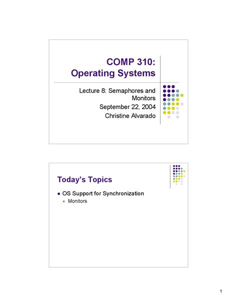 Semaphores And Monitors In The Operating Systems Comp 310 Docsity