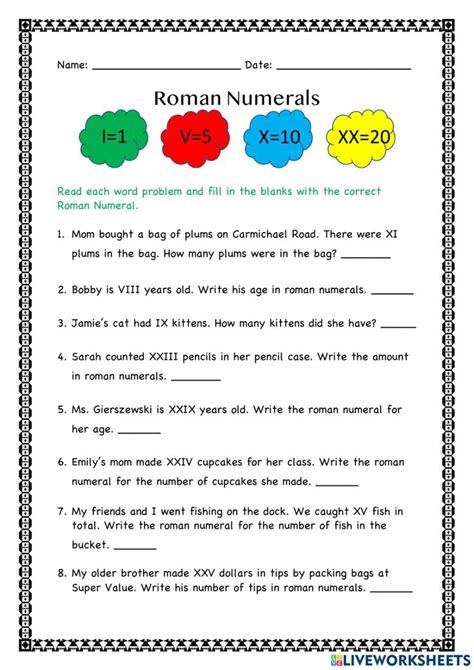Roman Numerals Online Exercise For 3 Word Problem Worksheets Word