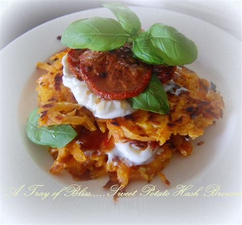 A Tray Of Bliss Sweet Potato Hash Brown Stack