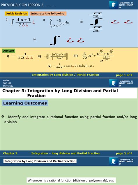 Chapter 3 Integration By Long Division And Partial Fraction 20240122 Download Free Pdf