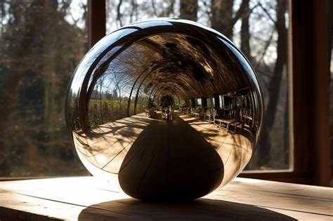 Premium AI Image Reflective Spherical Object That Distorts And Reflects