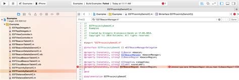 Objective C Unknown Type Name ESTBeaconRegion Did You Mean